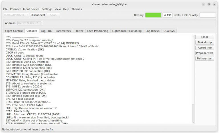 Debug Tools in the Client Console Tab | Bitcraze