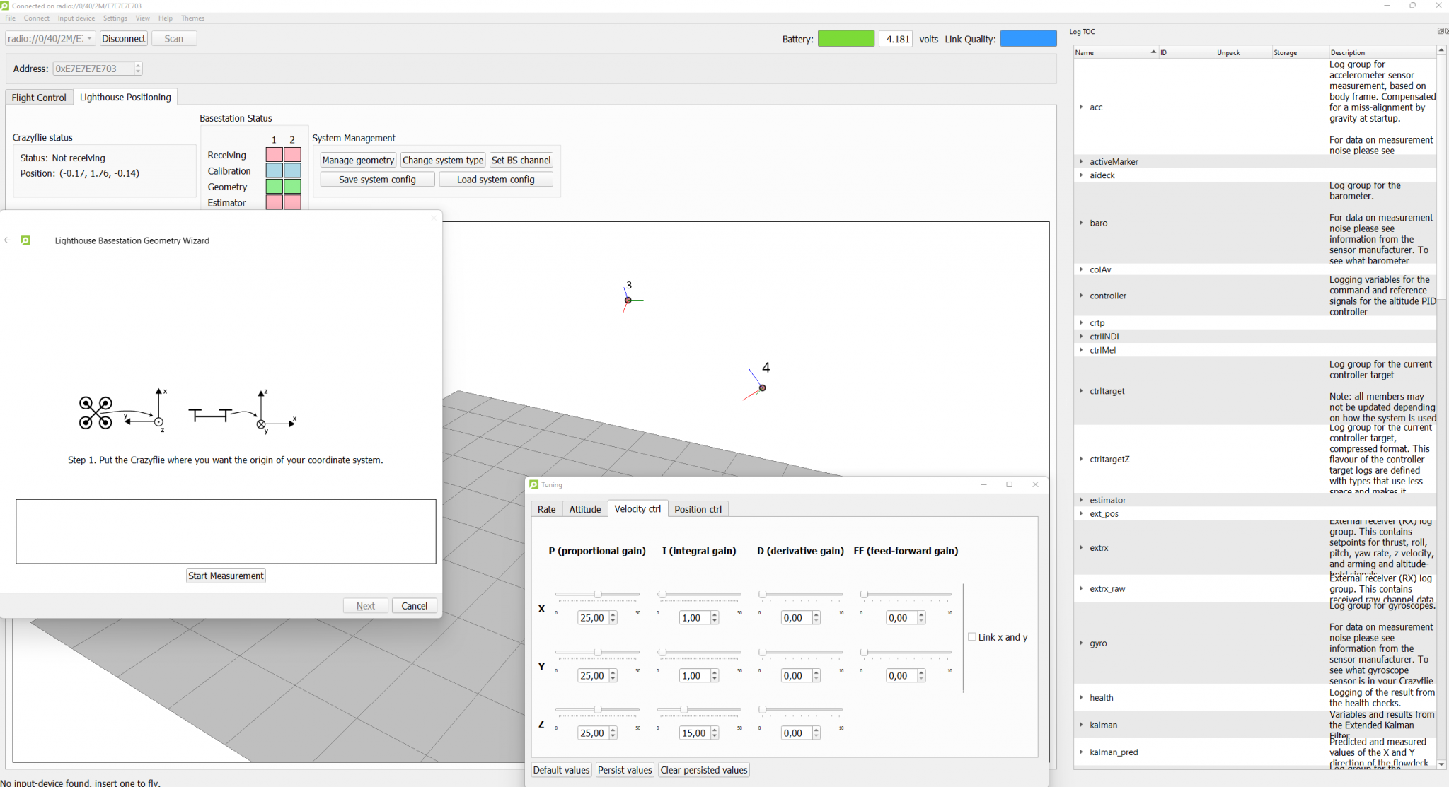 CFclient: GUI, Lighthouse and Bolt improvements | Bitcraze